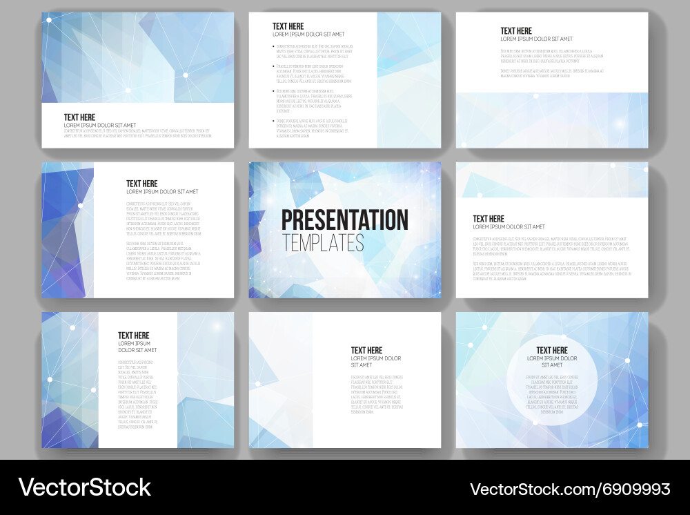 Set of 9 templates for presentation slides Vector Image