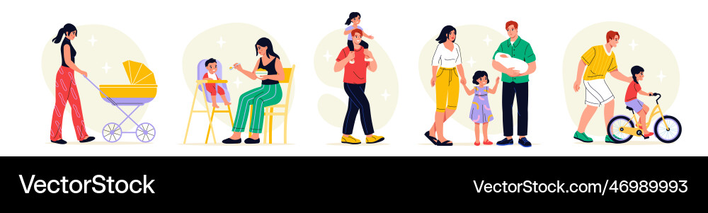Set of families Royalty Free Vector Image - VectorStock