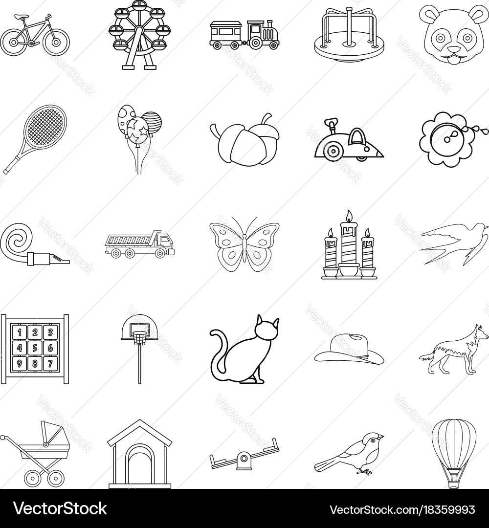 Smart child icons set outline style Royalty Free Vector