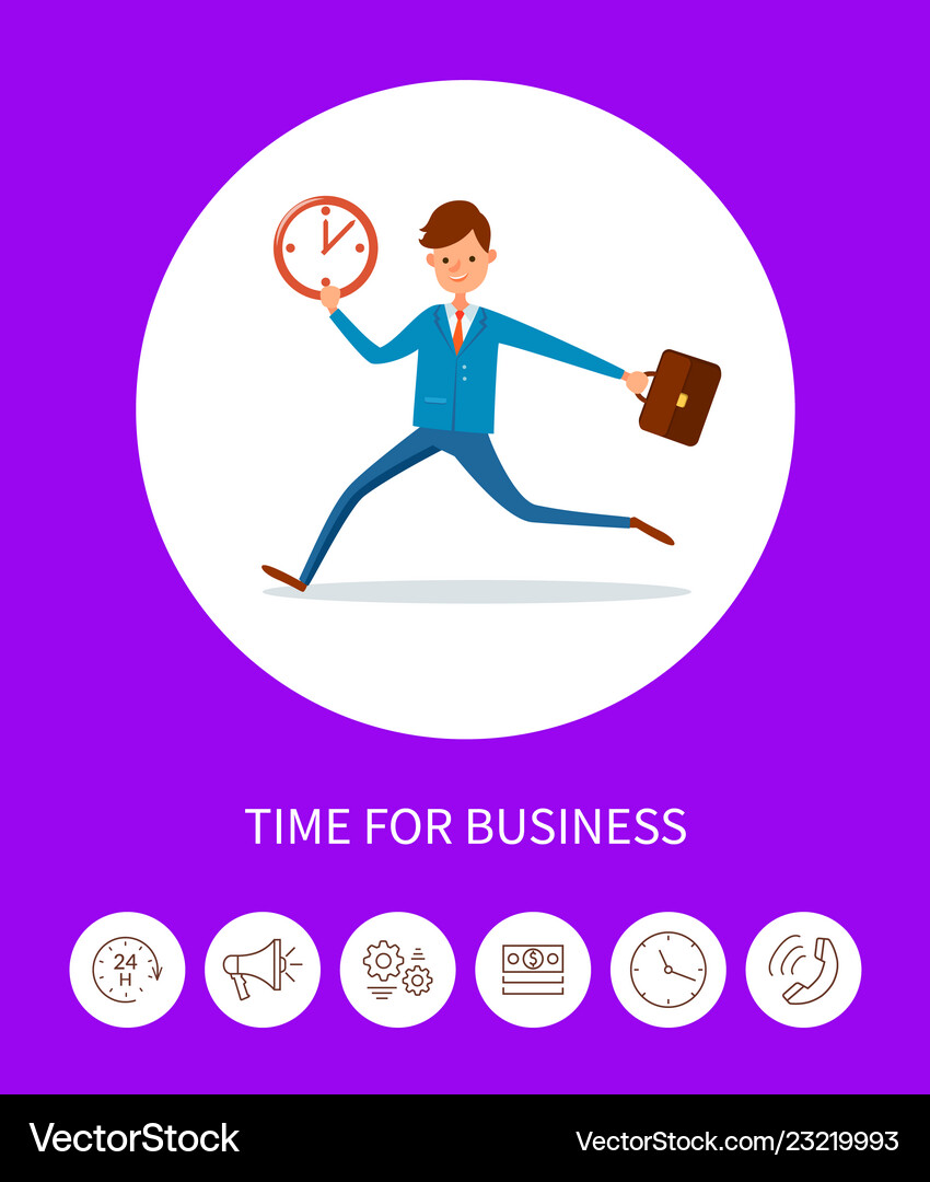 Time for business businessman with clock Vector Image