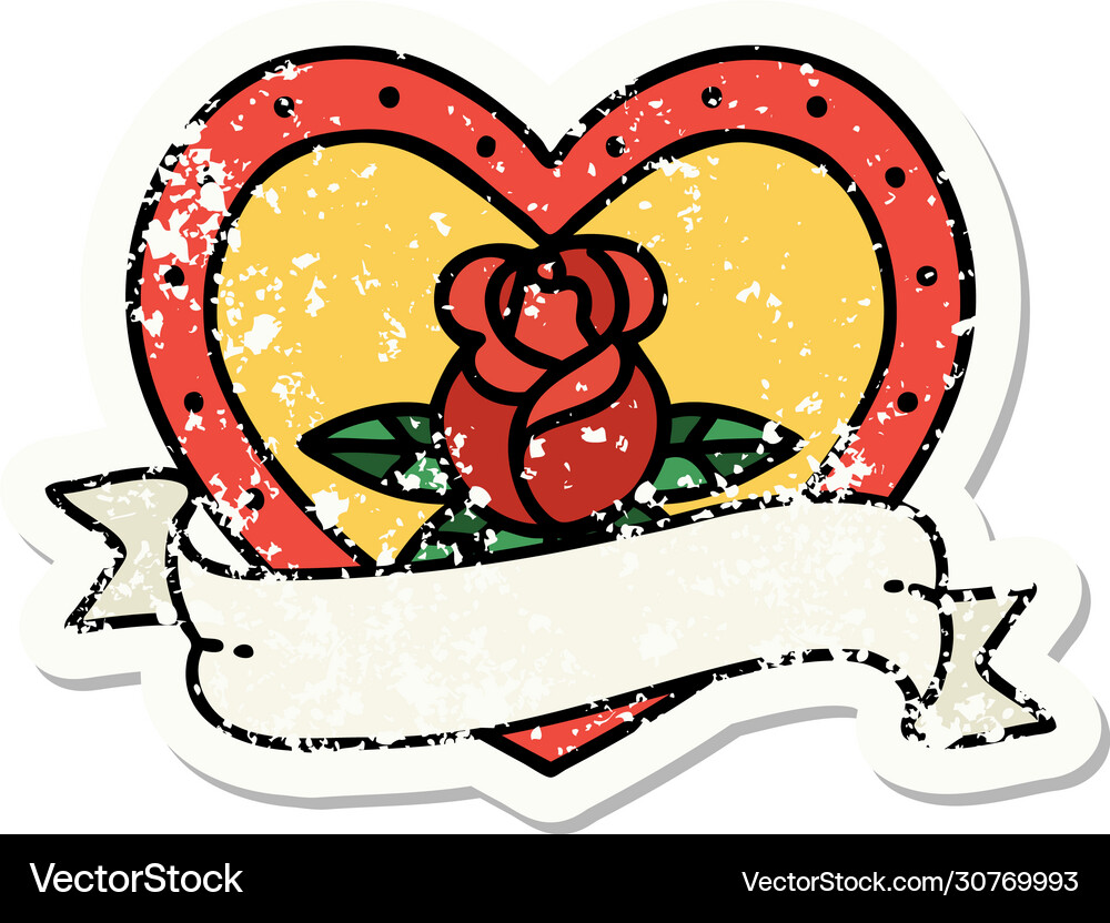 Traditional distressed sticker tattoo a heart Vector Image