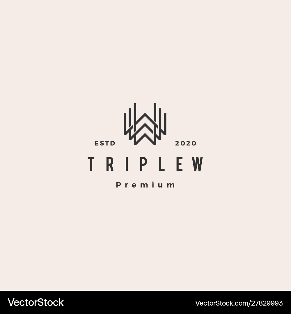 Triple w monogram www letter hipster retro Vector Image