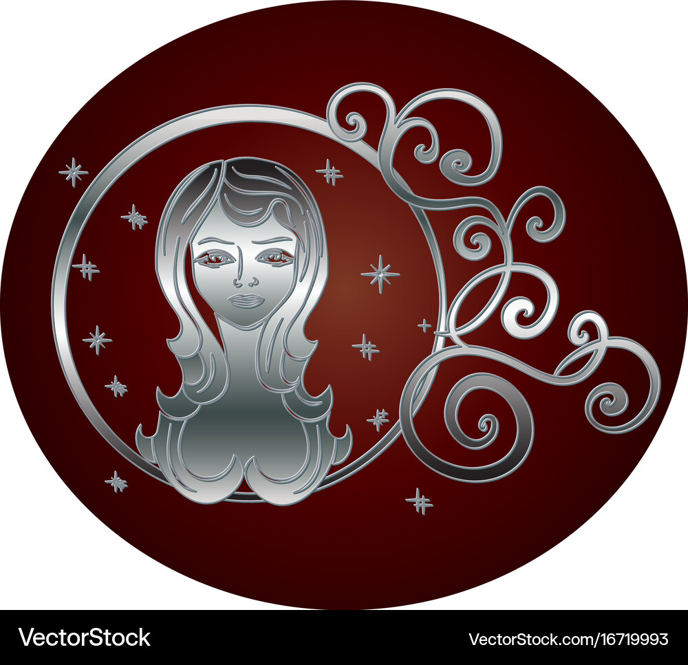 Virgo zodiac sign in circle frame Royalty Free Vector Image