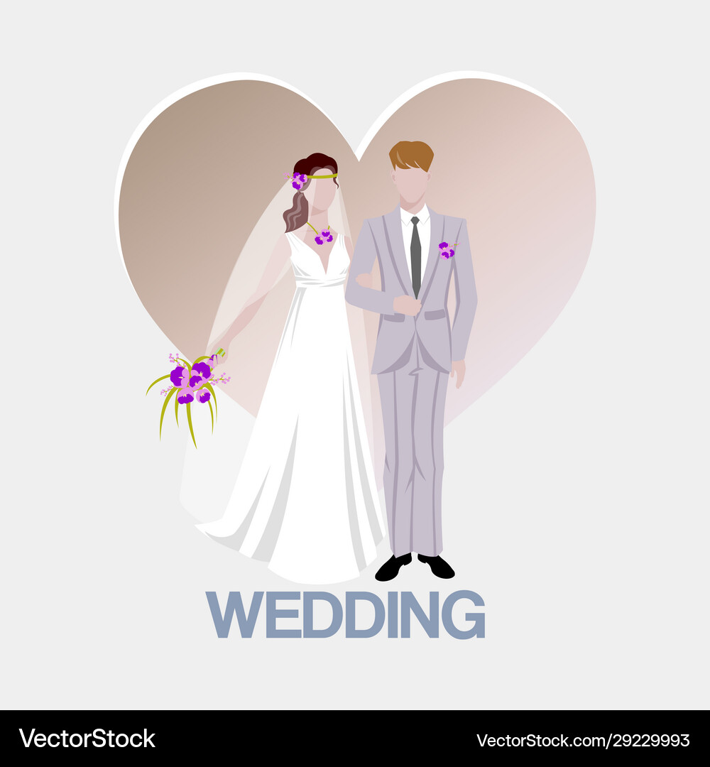 Wedding background with bride and bridegroom and Vector Image
