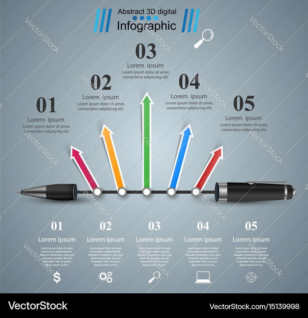 Business infographics pen icon Royalty Free Vector Image