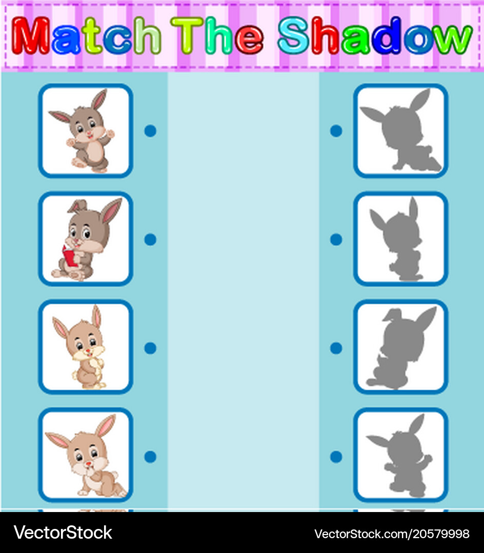 Find the correct shadow of rabbit Royalty Free Vector Image