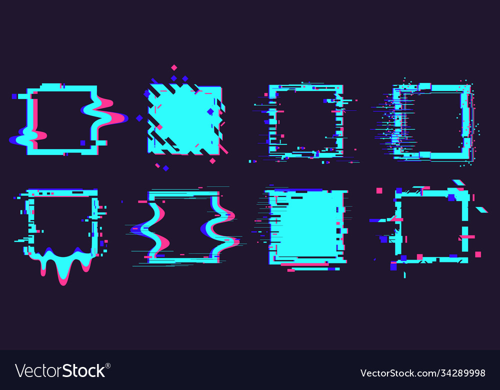 Glitch broken frames distortion dynamic square Vector Image Glitch broken frames distortion dynamic square Vector Image