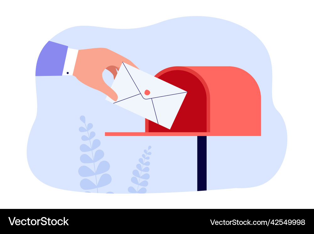 Hand of postman putting letter or envelope Vector Image
