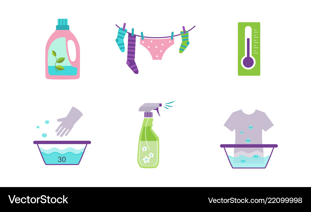 Laundry set equipment and facilities for washing Vector Image