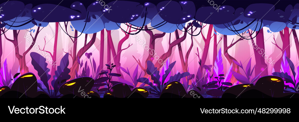 Magic forest background - cartoon woodland Vector Image