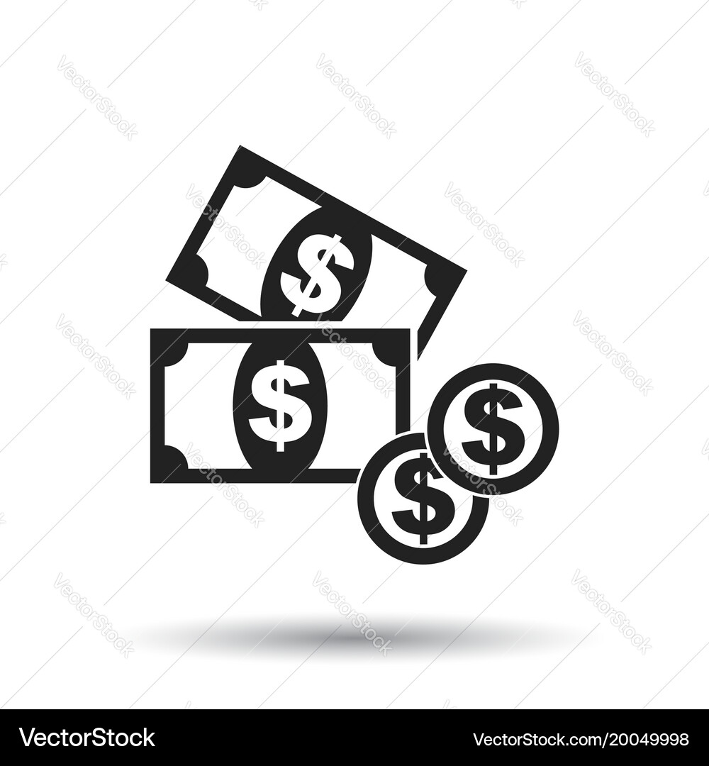 Money icon flat dollar sign symbol Royalty Free Vector Image
