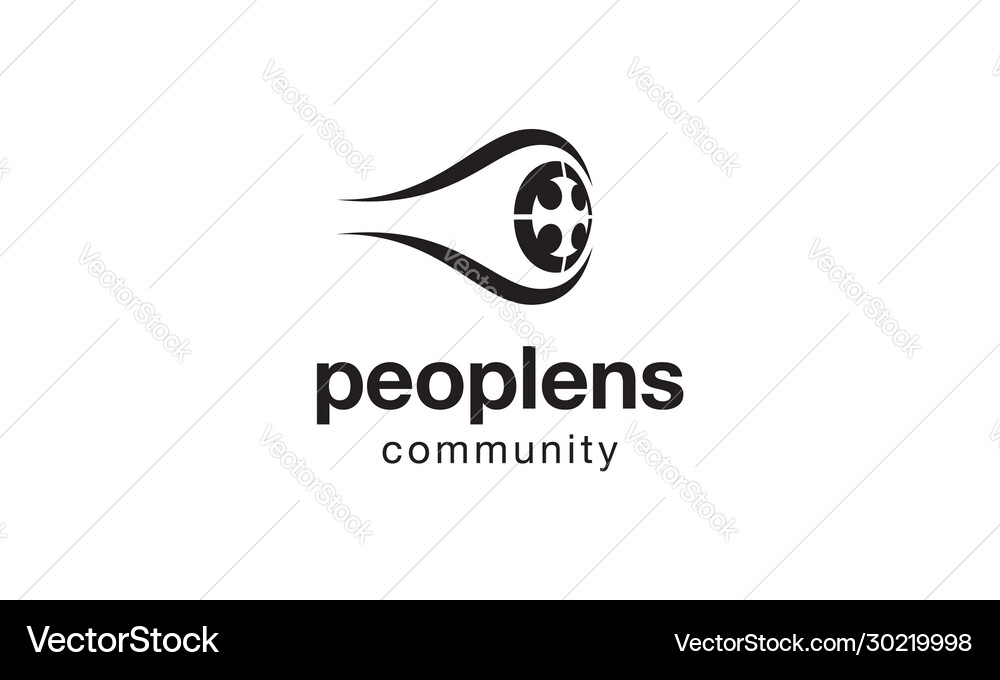 People and eye lens logo design concept Royalty Free Vector