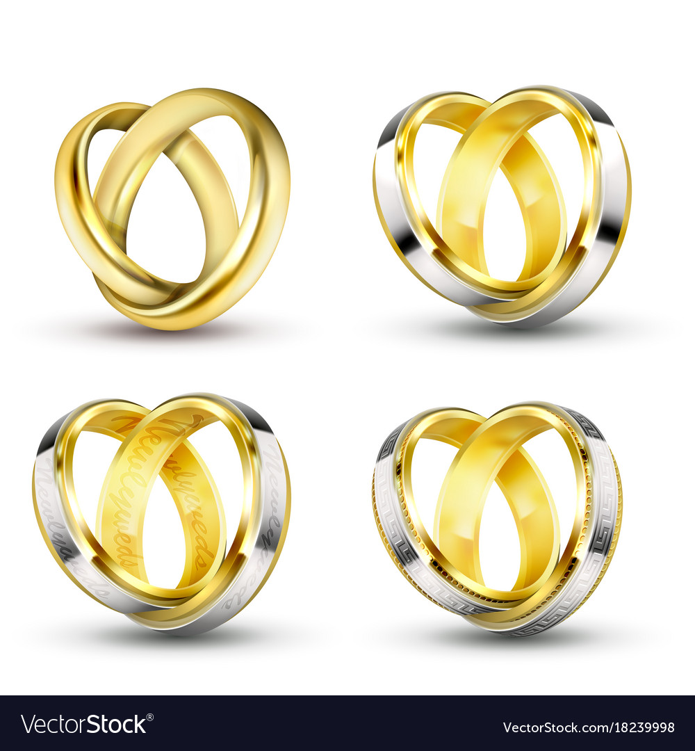 Set of realistic gold Royalty Free Vector Image