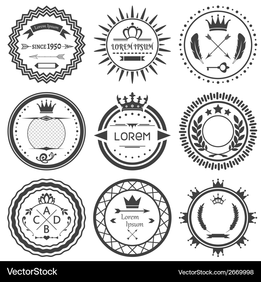 Set of round retro labels Royalty Free Vector Image