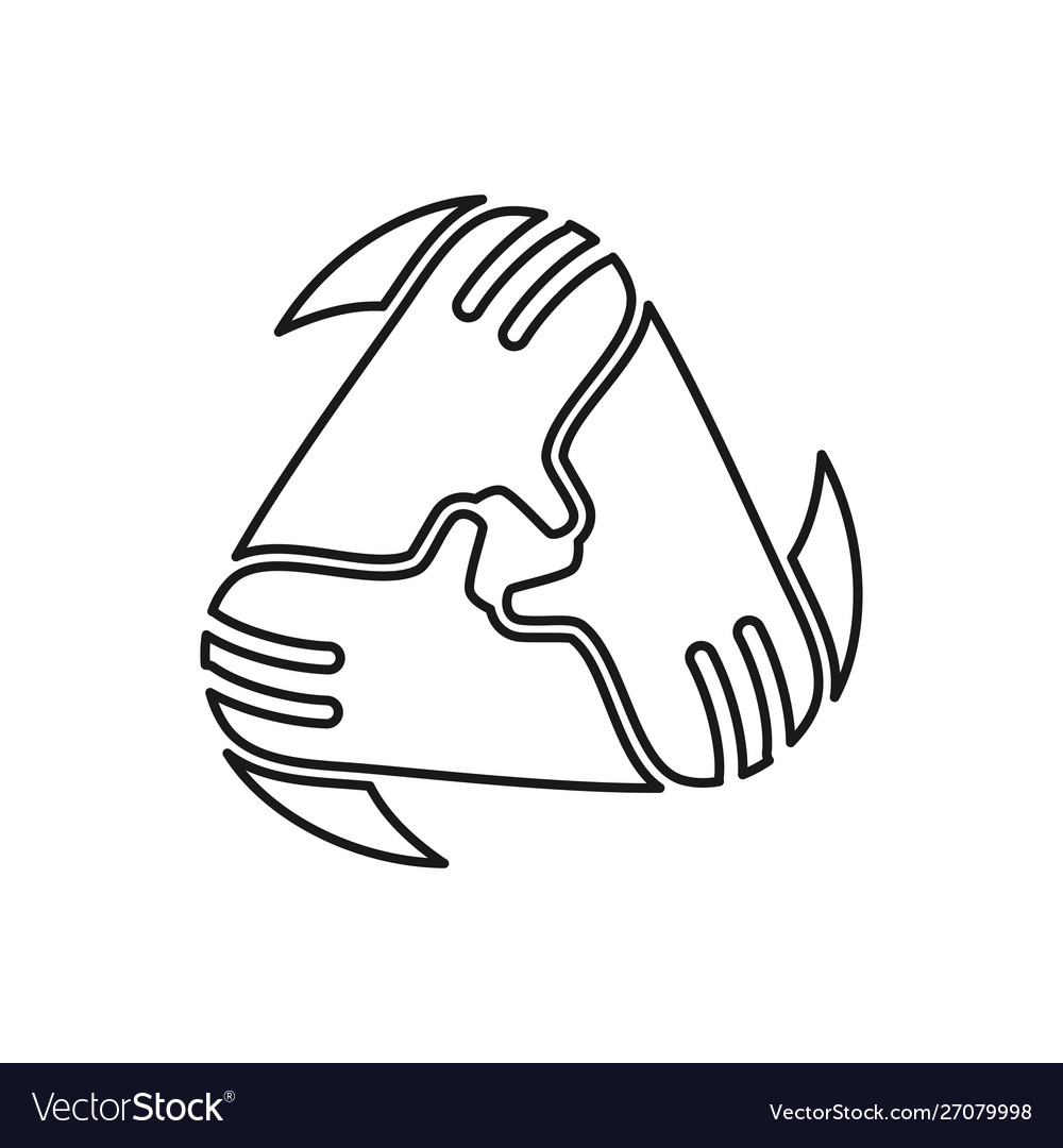Triangle hand commitment teamwork together Vector Image