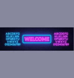 Neon sign welcome on black background Royalty Free Vector
