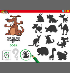 Shadows task with playful dogs characters Vector Image