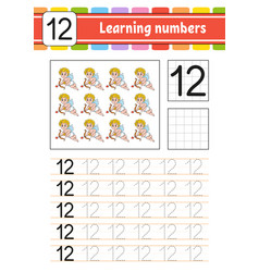 Number 1-10 trace and write handwriting practice Vector Image