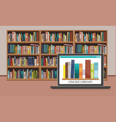 Bookshelve with books background library Vector Image