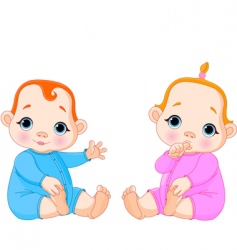 Two babies Royalty Free Vector Image - VectorStock