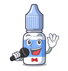 Explorer cartoon eye drops on drug rack Royalty Free Vector