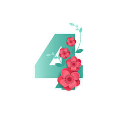 Beautiful floral eco numbers Royalty Free Vector Image