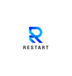 Letter r creative 3d realistic blue colour logo Vector Image