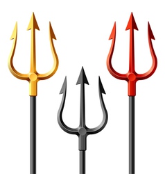 Red trident devil with tail Royalty Free Vector Image