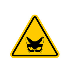 Attention cat danger yellow road sign pet caution Vector Image
