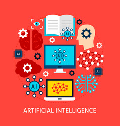 Machine learning round flat concept Royalty Free Vector