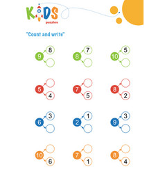 Learning numbers worksheet math worksheet match Vector Image