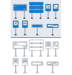 Set doodle road signs in colorful and doodle Vector Image