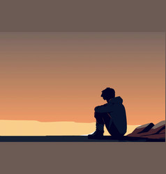 Sad depressed lonely man Royalty Free Vector Image