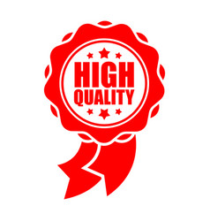 Quality sign template red ribbon symbol rubber Vector Image