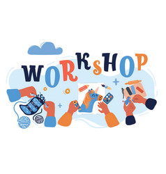 Handmade crafts workshop made with love icons Vector Image
