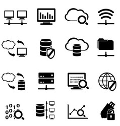 Big data cloud computing icons Royalty Free Vector Image
