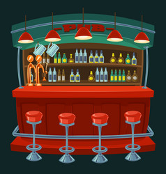 Old tavern vintage pub with wooden bar counter Vector Image