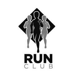 Run club logo emblem with abstract running people Vector Image