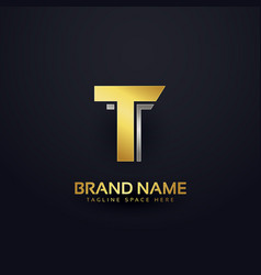T golden letter logo design with circle swoosh Vector Image