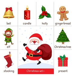 Printable flashcard christmas set and elf Vector Image