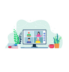 Video call concept banner design in flat style Vector Image