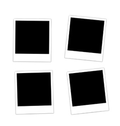 Three blank photo frames on wooden background Vector Image