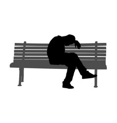 Lonely old man sitting and sleeping on bench park Vector Image