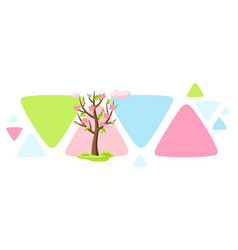 Spring tree with flowers and leaves seasonal Vector Image