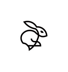 Animal rabbit one line art logo design Royalty Free Vector