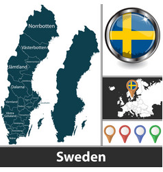 Sweden map flag Royalty Free Vector Image - VectorStock