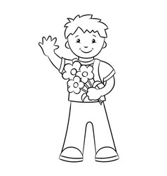 Back to school coloring page schoolboy Royalty Free Vector