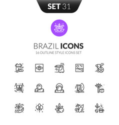 Outline black icons set in thin modern style Vector Image