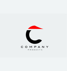 Grunge white red black alphabet letter c logo Vector Image