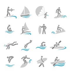 Water sports icons set flat Royalty Free Vector Image